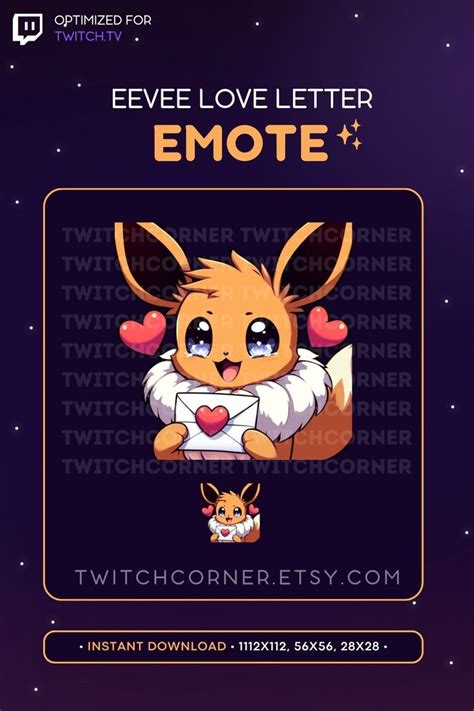 Love Eevee Twitch Emote Pack Pokemon Emotes Valentines Day Eevee Emote