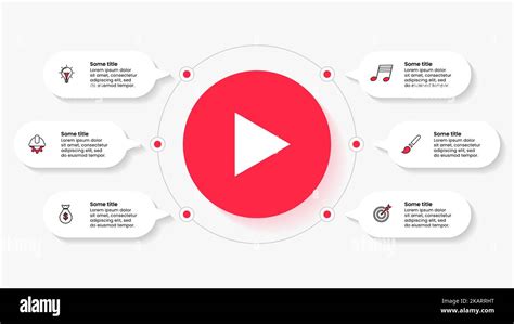 Infographic Template With Icons And 6 Options Or Steps Play Button