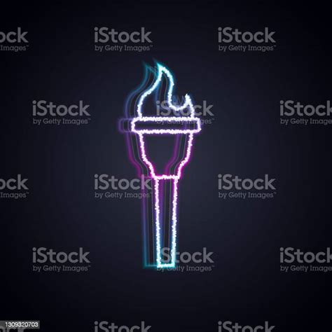 검은 색 배경에 고립 된 빛나는 네온 라인 토치 불꽃 아이콘 기호 는 뜨거운 화염 힘 불타는 열 벡터 경쟁에 대한 스톡 벡터 아트 및 기타 이미지 Istock