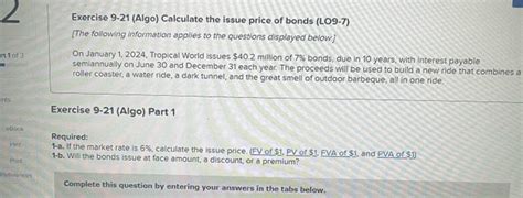 solved exercise 9 21 algo calculate the issue price of