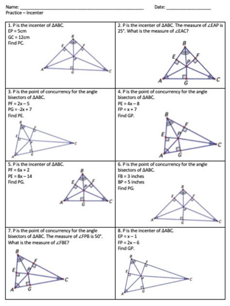 Points Of Concurrency Triangle Centers And Midsegments Worksheets Hs Geometry