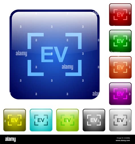 Camera Exposure Value Setting Icons In Rounded Square Color Glossy Button Set Stock Vector Image