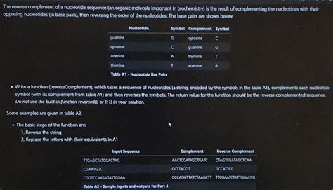 Solved The Reverse Complement Of A Nucleotide Sequence An
