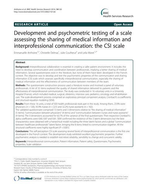Pdf Development And Psychometric Testing Of A Scale Assessing The