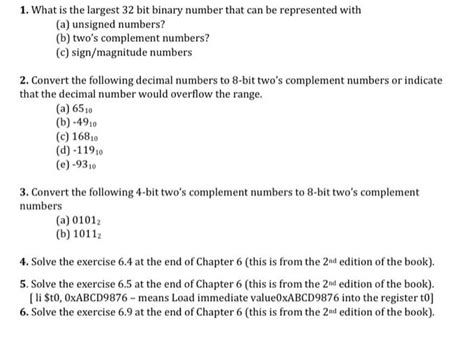 Solved 1 What Is The Largest 32 Bit Binary Number That Can