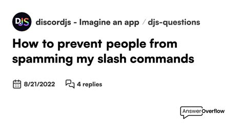 How To Prevent People From Spamming My Slash Commands Discordjs Imagine An App