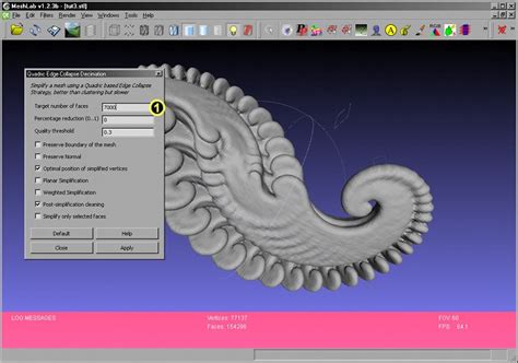 Fileex Mesh Tutorial 1 Meshlab Quadric Egde Collapse Decimation Filter Incendiawiki