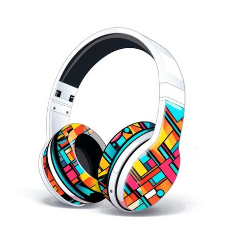 Premium Ai Image Colorful Geometric Design Bluetooth Headphones With