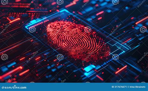 Futuristic Fingerprint Scan On Electronic Circuit Board Cybersecurity