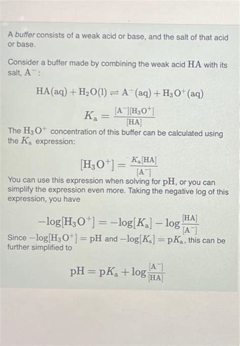 Solved A Buffer Consists Of A Weak Acid Or Base And The Chegg