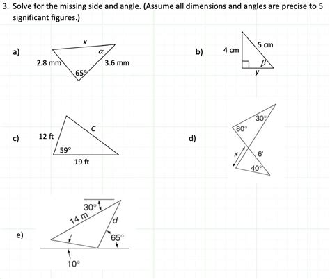 Solved 3 Solve For The Missing Side And Angle Assume All