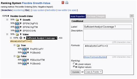 new ranking system node conditional latest release portfolio123