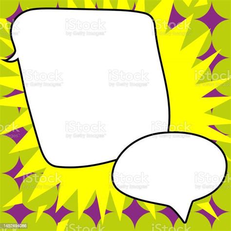 원형 색상 배경 디자인 위에 복사 공간이있는 만화 빈 연설 거품 광고 및 홍보 사업을 대표하는 폭발 프레임 워크의 빈 템플릿 공란에 대한 스톡 벡터 아트 및 기타 이미지