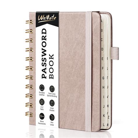 Wemate Alphabetical Tab Password Notebook 47 X 6 Hard Cover