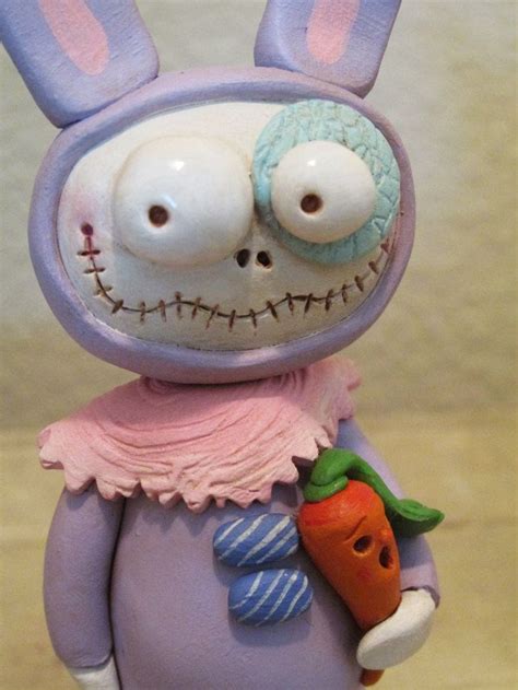 Easter Skelly Skeleton Wearing Bunny Costume With Frightened Carrot