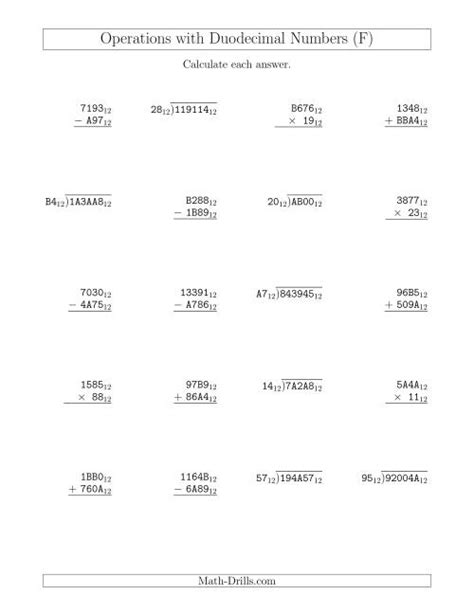 All Operations With Duodecimal Numbers Base 12 F