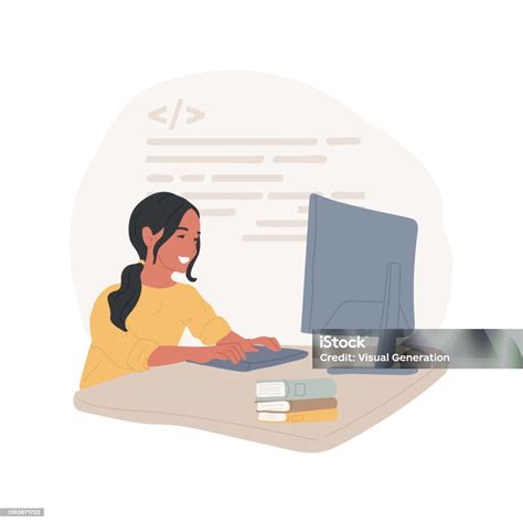 Coding Kelas Online Terisolasi Kartun Vektor Ilustrasi Ilustrasi Stok Unduh Gambar Sekarang