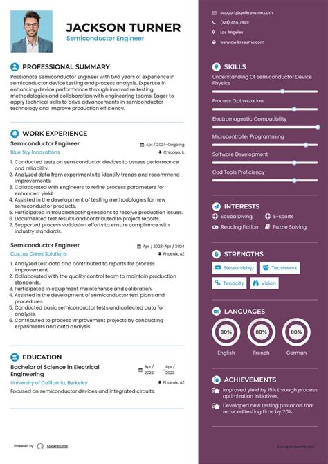 10 Semiconductor Engineer Resume Samples And Templates For 2025
