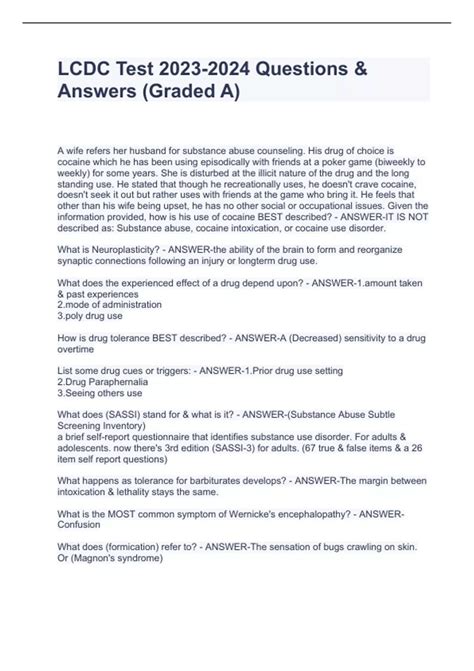 LCDC Test Questions Answers Graded A LCDC Stuvia US