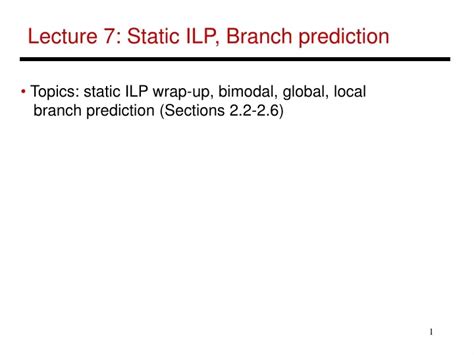 ppt lecture 7 static ilp branch prediction powerpoint presentation