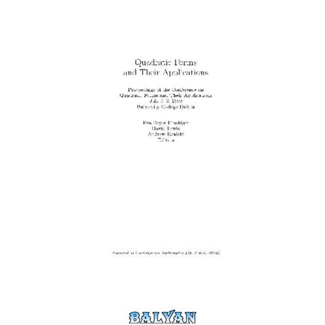 دانلود کتاب Quadratic Forms And Their Applications بلیان
