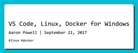Vs Code Linux Docker For Windows