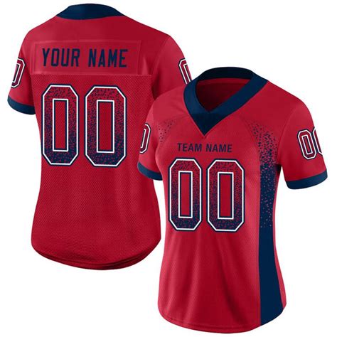 Custom Red Navy White Mesh Drift Fashion Football Jersey Fansidea
