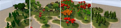 Four Different Assets Comprised Of Different Tree Geometries And Styles Download Scientific