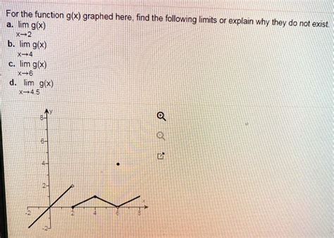 solved for the function g x graphed here find the following limits