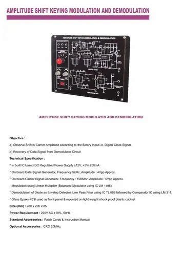 Analog Ask Modulator Trainer Kit For Laboratories Experiment Model Name Number Se876 At