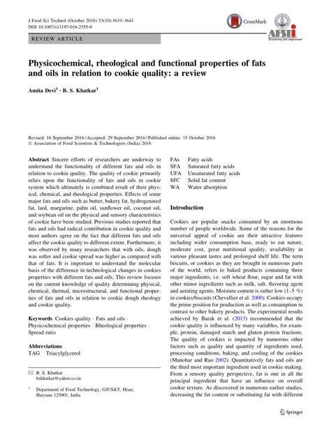Pdf Physicochemical Rheological And Functional Properties Of Fats And Oils In Relation To
