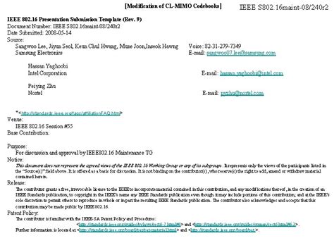 modification of clmimo codebooks ieee 802 16 presentation