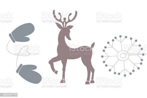 귀여운 엽서 로고 초대장 인사말 카드에 대한 눈송이와 장갑 사슴의 크리스마스 아이콘의 벡터 세트 12월에 대한 스톡 벡터 아트 및 기타 이미지 Istock