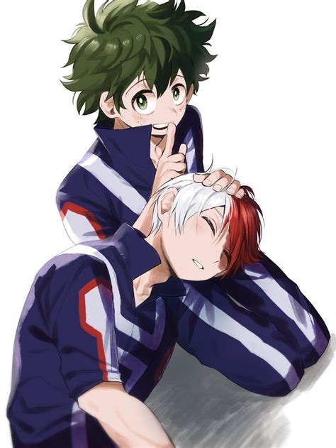 Midoriya Izuku Todoroki Shoto Boku No Hero Academia Freckles Green Hair Kotanene Looking