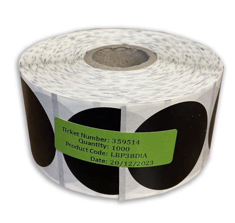 Labelling Solutions 38mm Diameter Black Round Polypropylene Labels