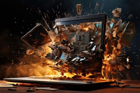 Premium Ai Image Computer Desktop Exploding Home Accident Generate Ai