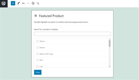 how to use the featured product woocommerce block