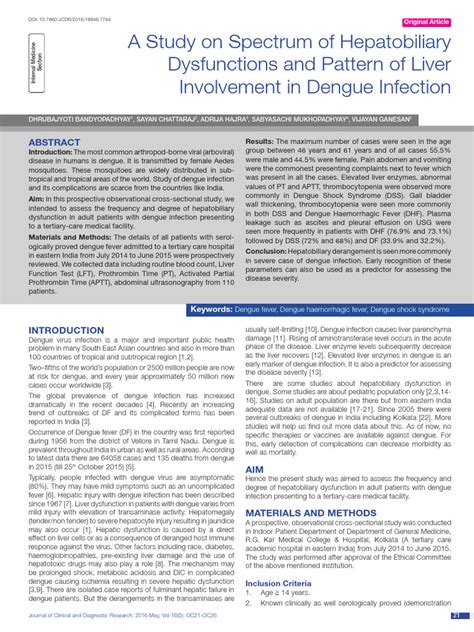 A Study On Spectrum Of Hepatobiliary Dysfunction And Pattern Of Liver