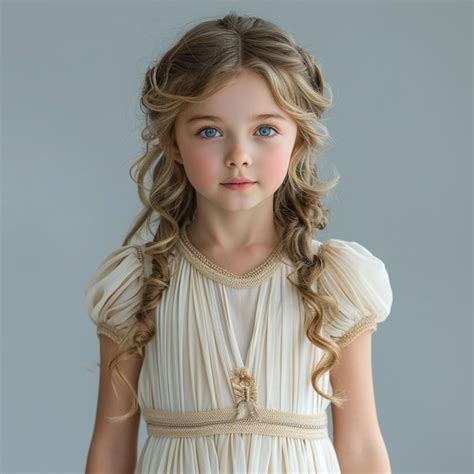 An Russian Young Girl In A Solid White Background Premium Ai