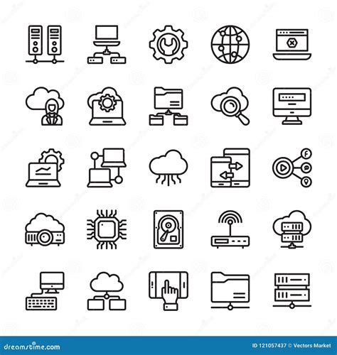 Network And Cloud Computing Line Icons Stock Illustration