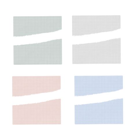 Goodnotes Sticker 굿노트 찢어진 모눈종이 파스텔톤 스티커 4종 Png