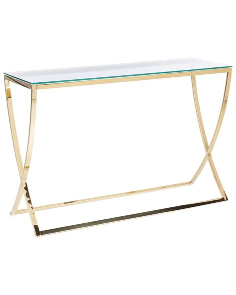 Glass Top Console Table Gold Ringgold Uk