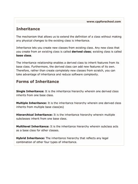 Fillable Online Forms Of Inheritance Cppforschool Fax Email Print