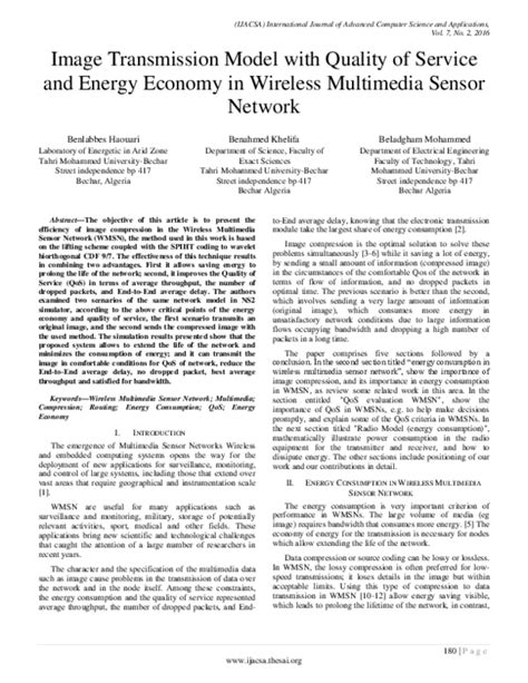 Pdf Image Transmission Model With Quality Of Service And Energy