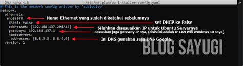 cara mengatur static ip di ubuntu server 20 04 lts blog sayugi
