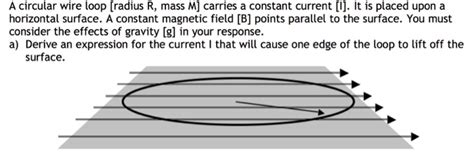 solved a circular wire loop [radius r mass m] carries a