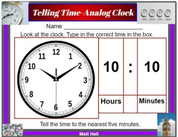 Google Slides Telling On An Analog Clock Beginner By MandM Creations