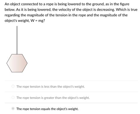 Solved An Object Connected To A Rope Is Being Lowered To The Chegg Com