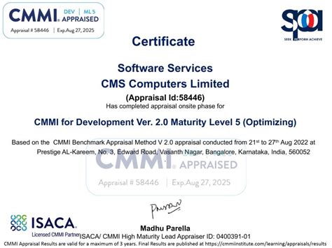 Cms Computers Limited India On Linkedin Cmmi Capabilitycounts Maturitylevel