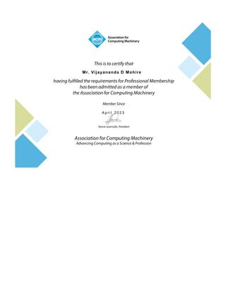ACM Member Certificate PDF